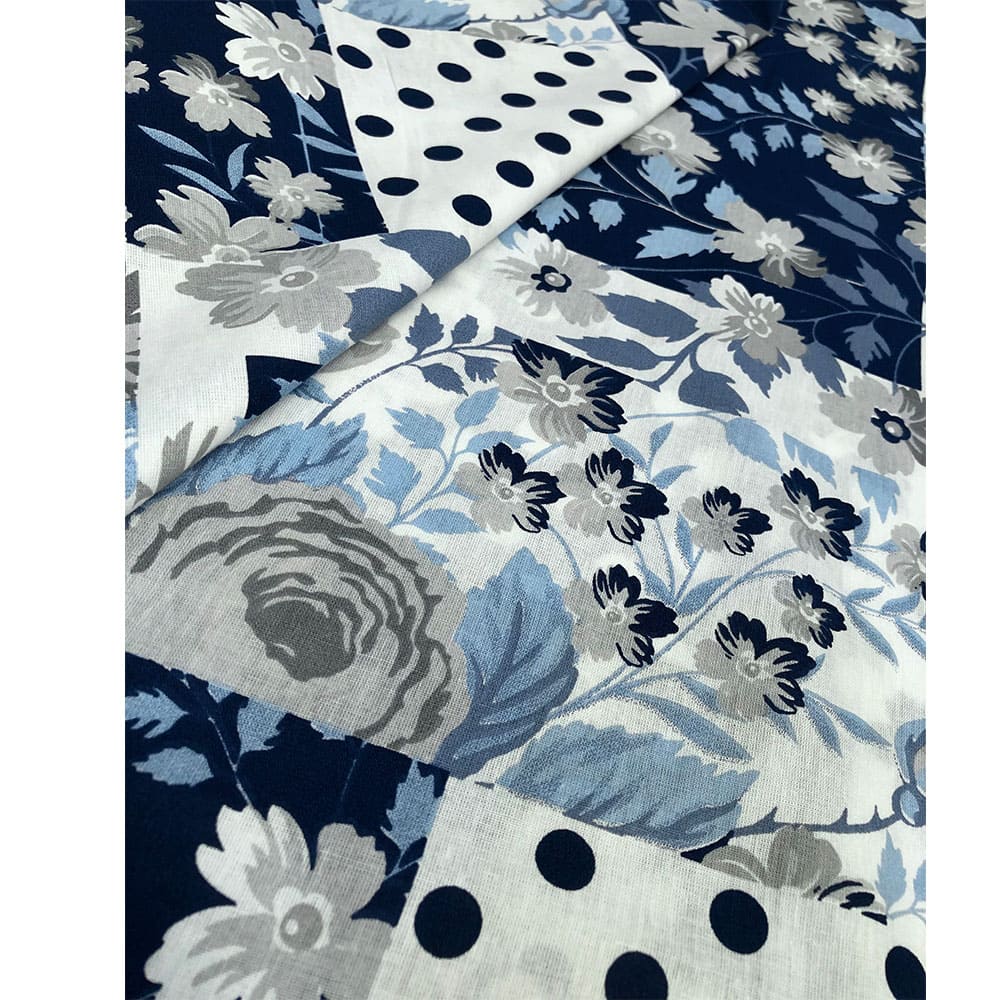 Tecido Percal Estampado Patchwork Azul 150 Fios | Enrolado Tecidos ...