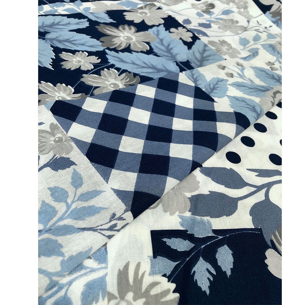 Tecido Percal Estampado Patchwork Azul 150 Fios | Enrolado Tecidos ...