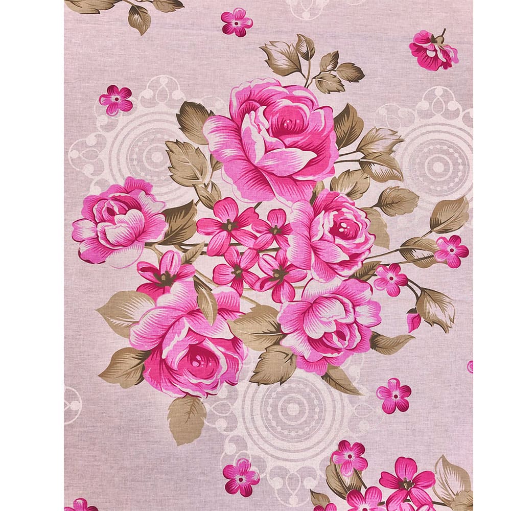 Tecido Percal Estampado Floral Rosa Fundo Rosa 150 Fios | Enrolado ...