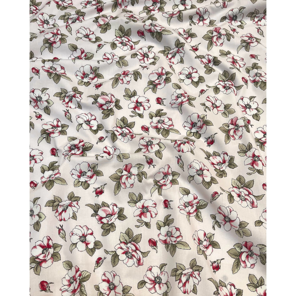 Tecido Tricoline Estampado Floral Rosa Fundo Rosa Claro - 1,50m de ...