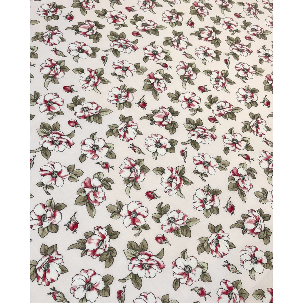 Tecido Tricoline Estampado Floral Rosa Fundo Rosa Claro - 1,50m de ...