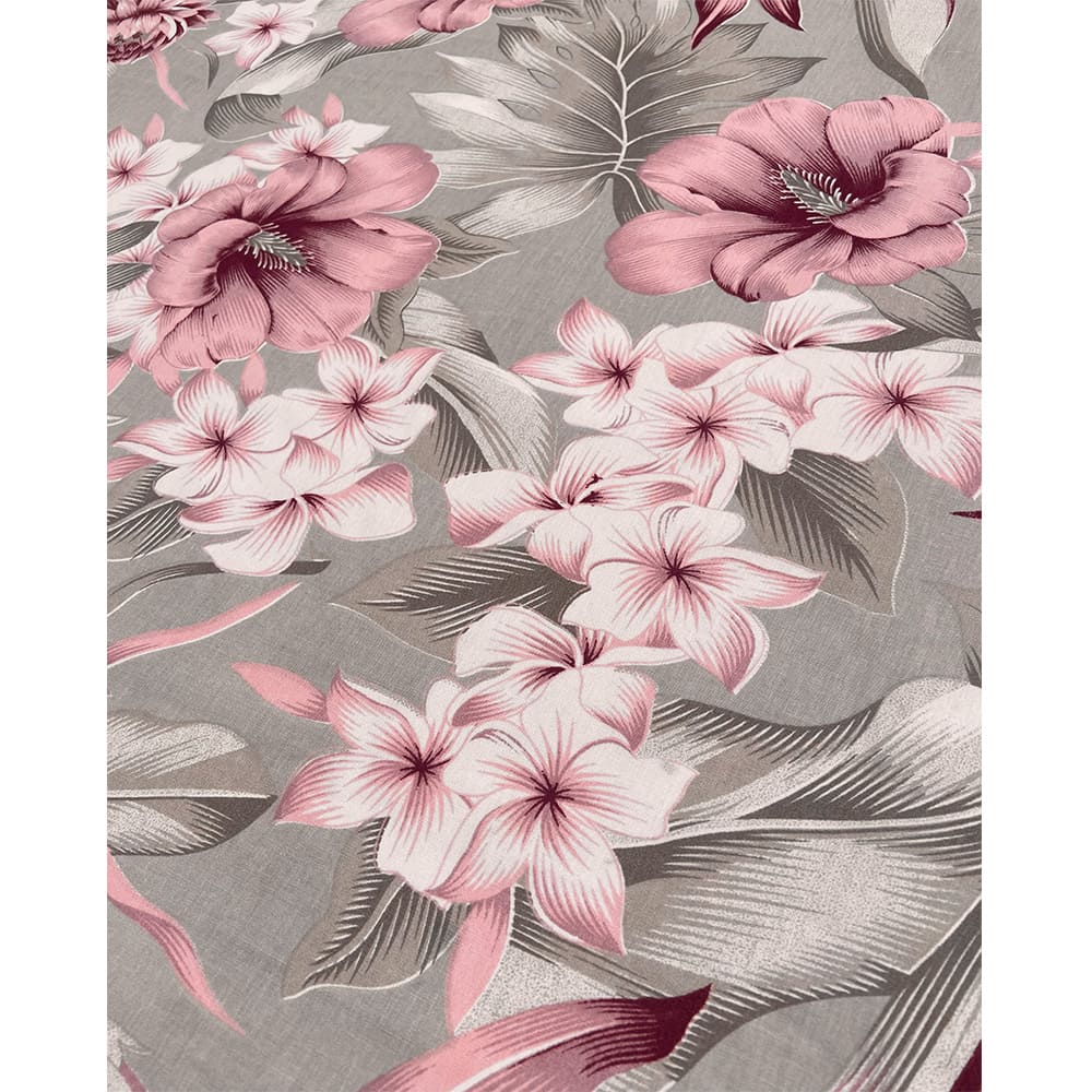 Tecido Percal Estampado Floral Rosa Fundo Cinza 150 Fios | Enrolado ...