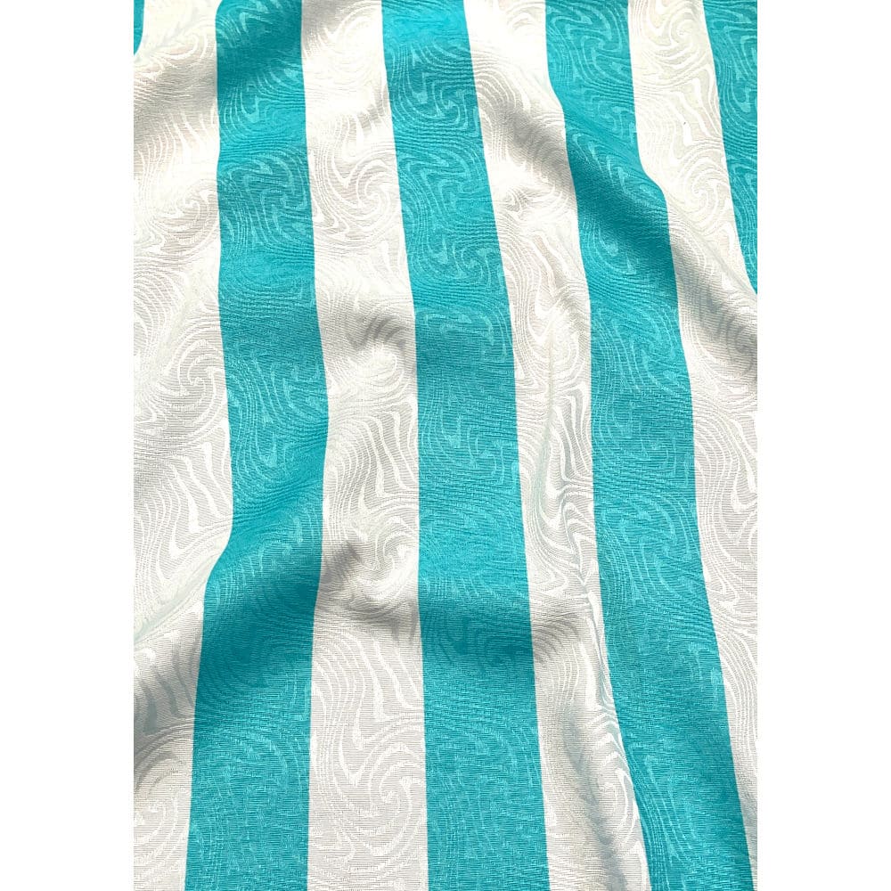 Tecido Jacquard Estampado Listrado Azul Turquesa e Branco- 1,40m de ...