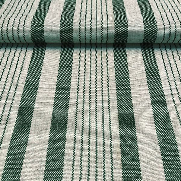 Tecido Linho Estampado Listrado Verde | Enrolado Tecidos - Enrolado Tecidos